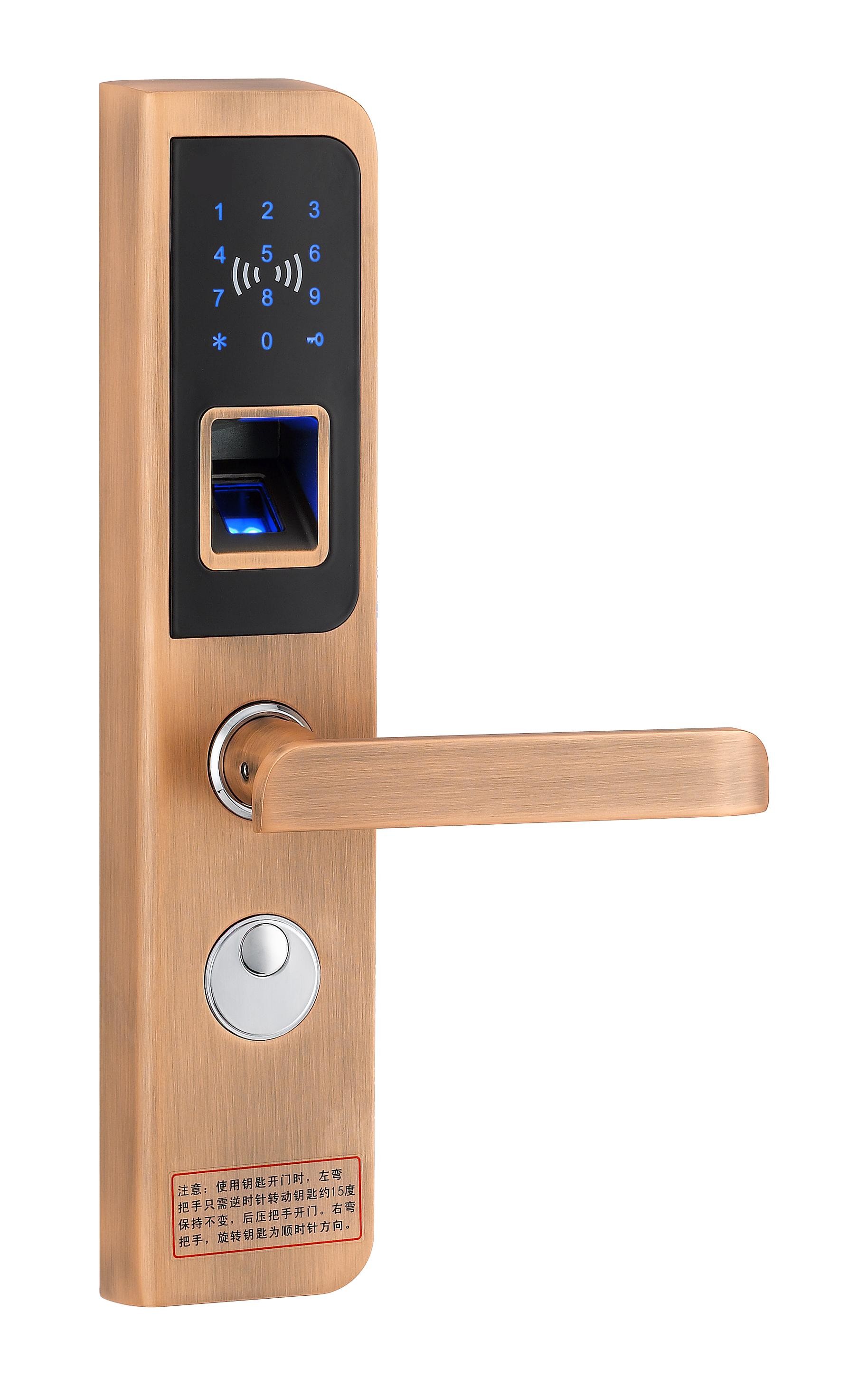 Bright Chrome RFID Fingerprint Door Locks with CE and FCC certificates