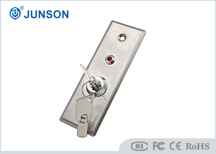 Stainless Steel Slim Exit Push Button Door Release 115*40mm With Key LED