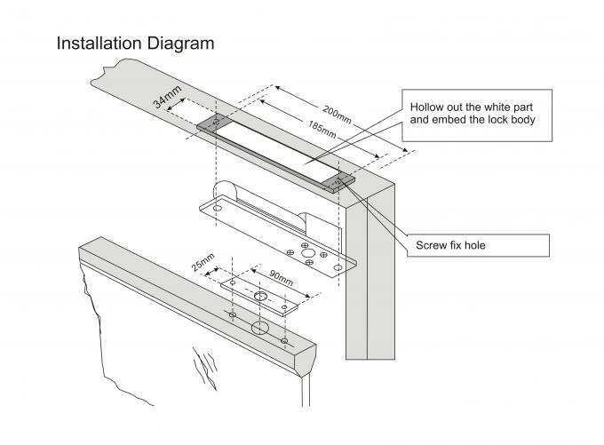 Metal Electric Drop Bolt Door Lock Fail Secure Cylinder Key Manual Open