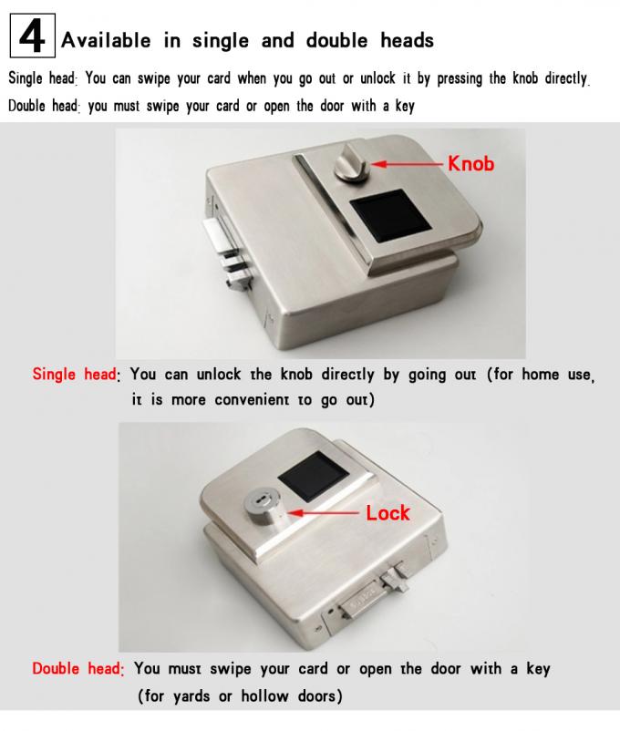 Biometric Fingerprint Door Locks 304 Stainless Steel IP65 For Outside Gate Biometric Fingerprint Door Locks 304 Stainless Steel IP65 For Outside Gate