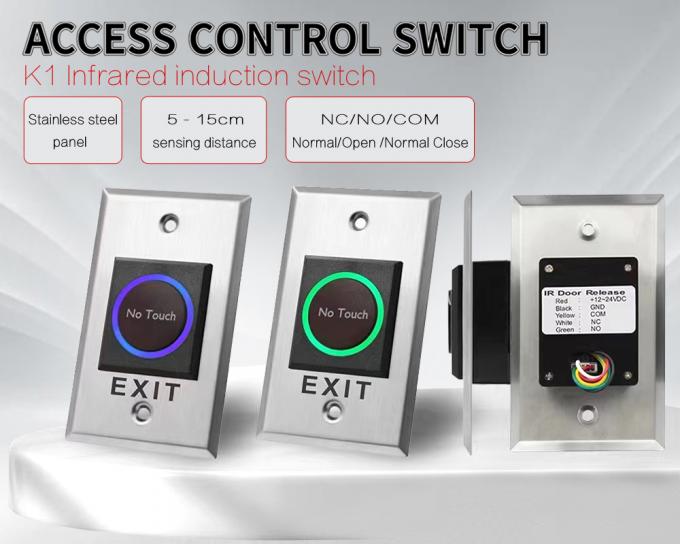 Infrared Touch Free Exit Push Button Door Release Sensor SS304 Plating ...