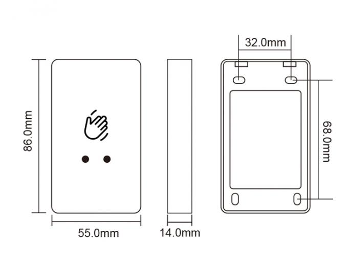 No Touch Sensor Exit Push Button ABS Face Plate LED Indicator Three ...